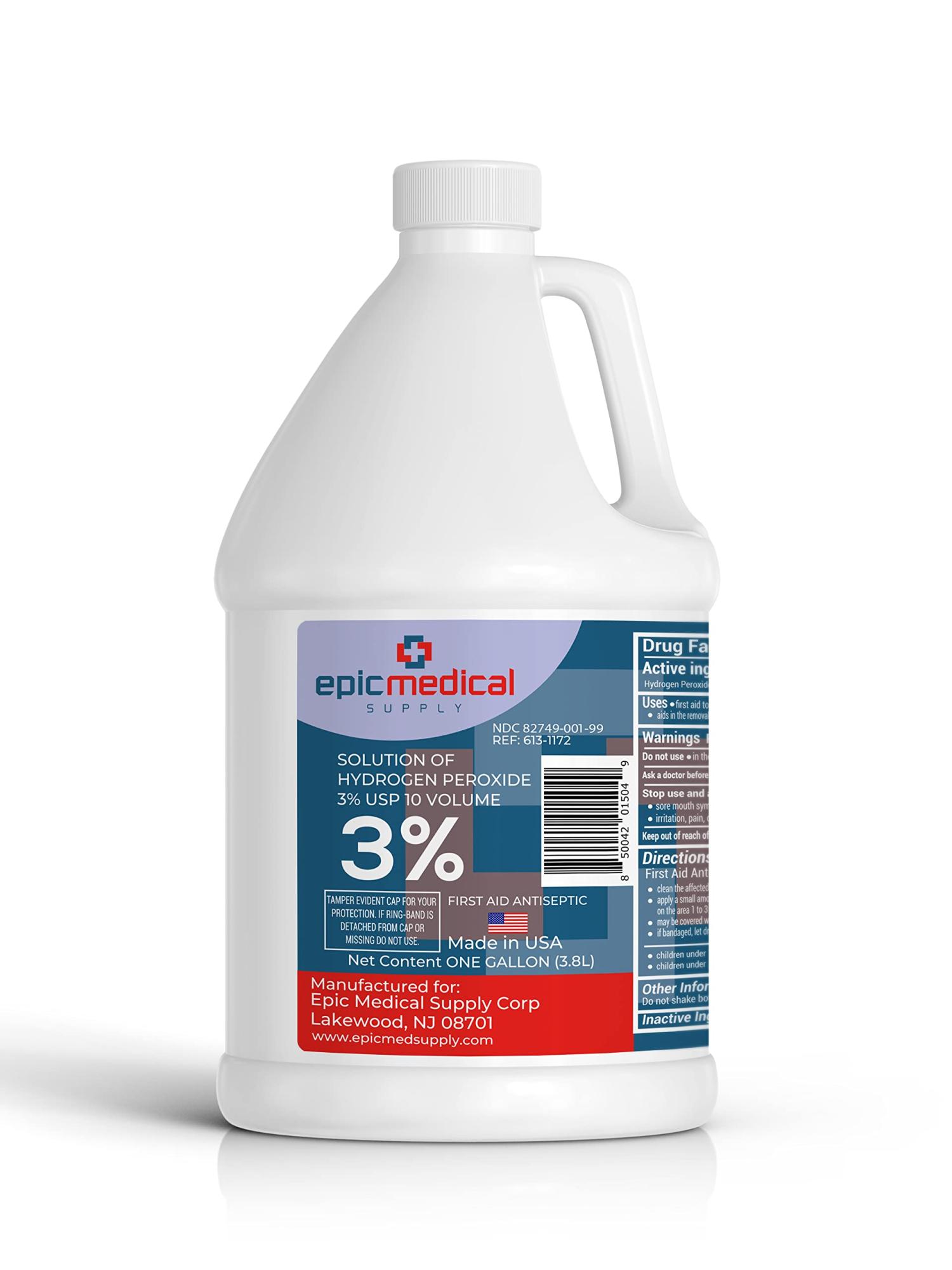 Epic Medical Supply Hydrogen Peroxide Gallon 3% USP - First Aid ...