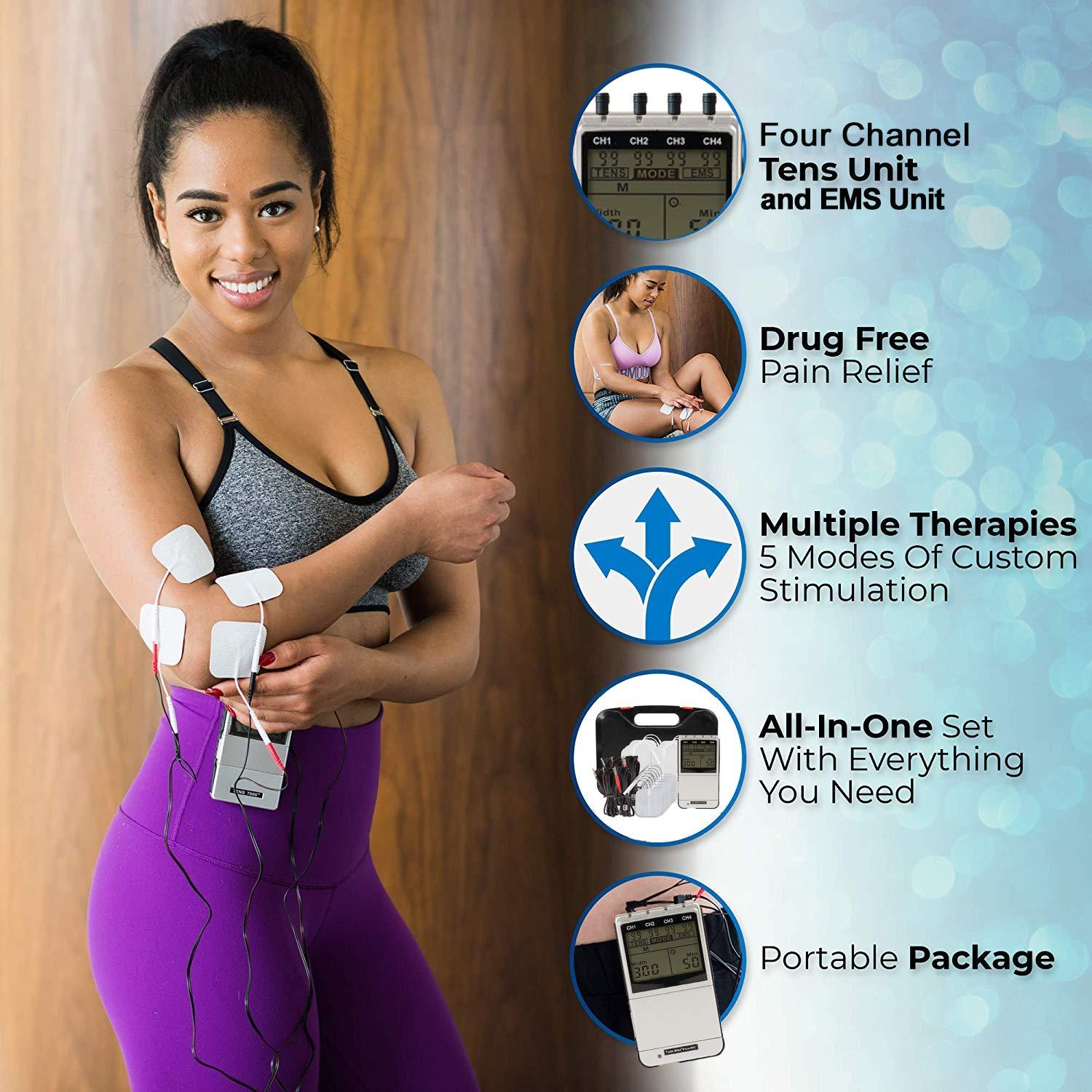 Roscoe Medical 4-Channel TENS Unit and EMS Muscle Stimulator for Pain ...