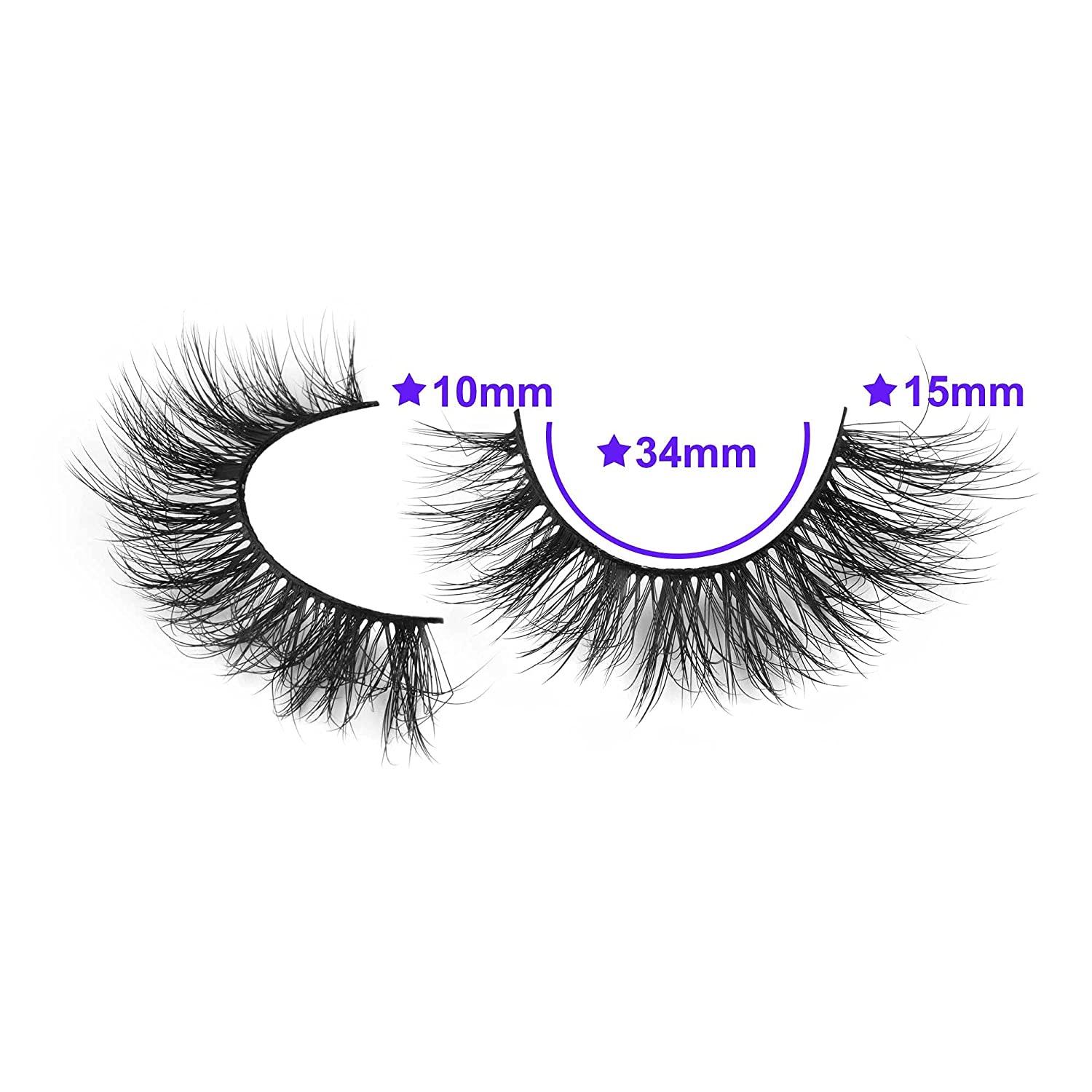 15mm Natural Look 3D Mink Lashes Pack - 14 Pairs Small Cat Eye Wispy ...