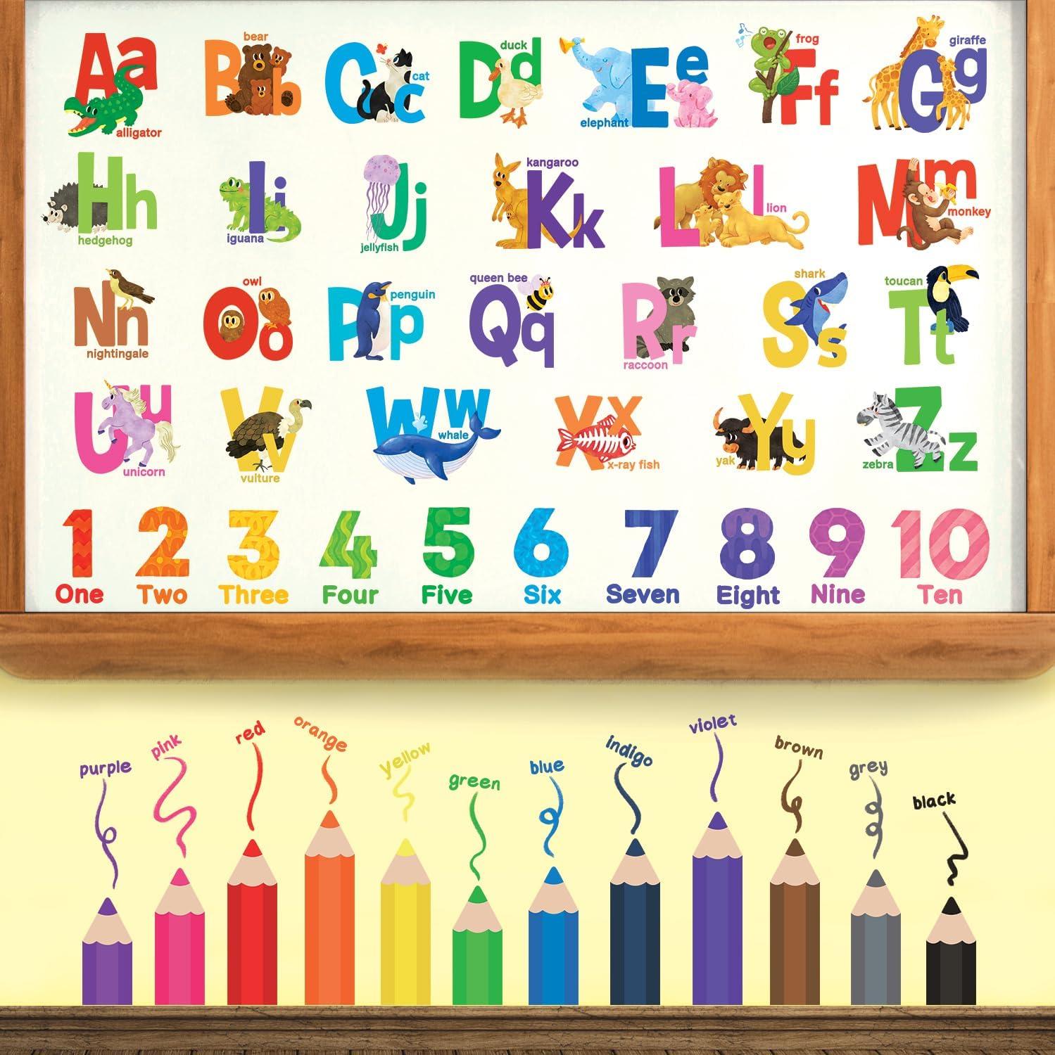 DECOWALL SG3-2316 Leaning Alphabet Numbers Color Wall Stickers ...