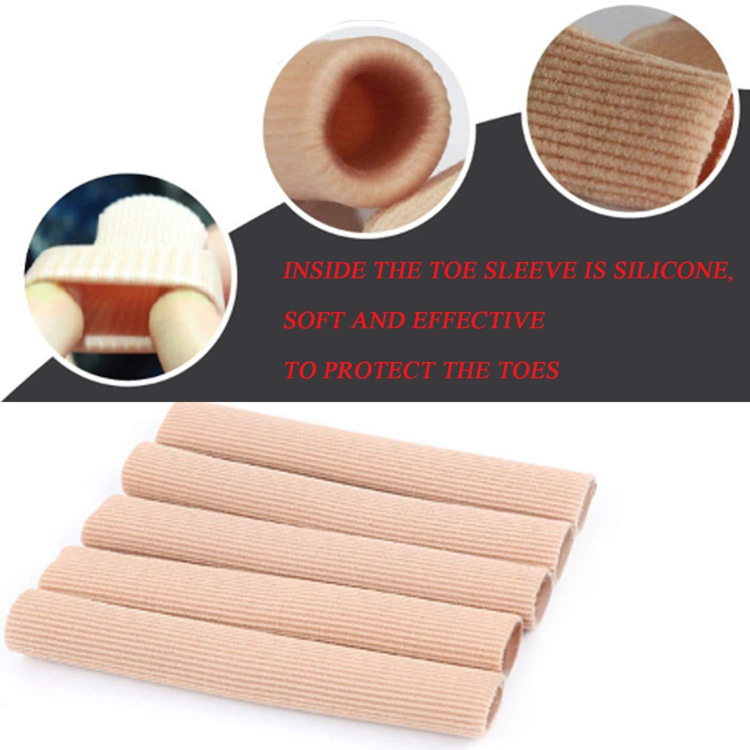 Fabric Toe Tubes Finger Sleeves Protector with Gel Cushion for Corns ...