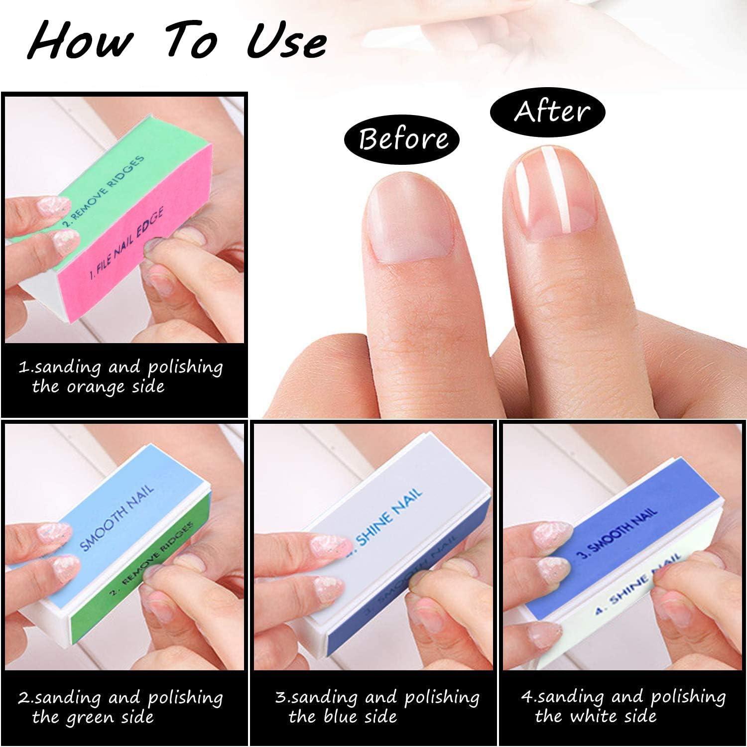 2 Pcs Professional 4-Sided Nail File Block for Salon Manicure and Nail ...