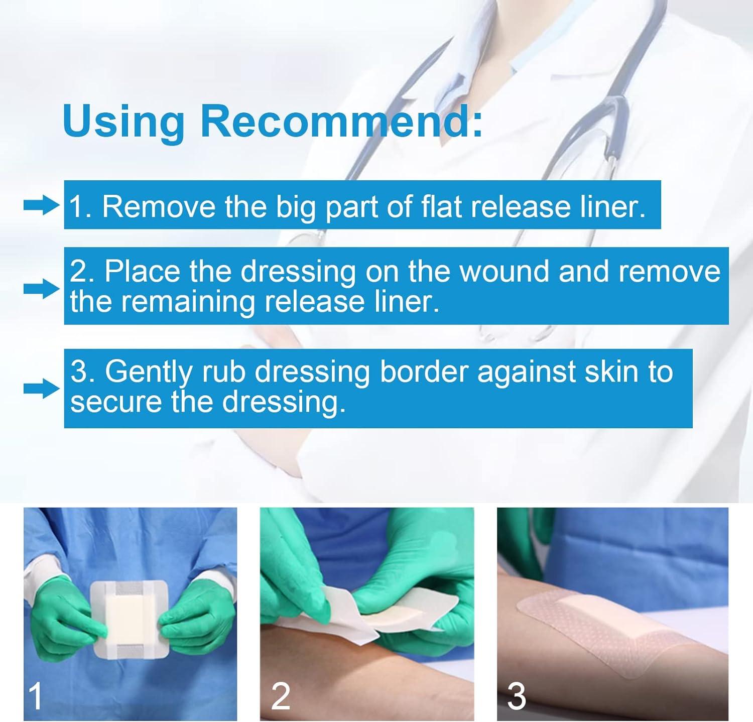 Hysimedy Silicone Foam Dressing 4x4 with Border 10 Pack - Waterproof ...