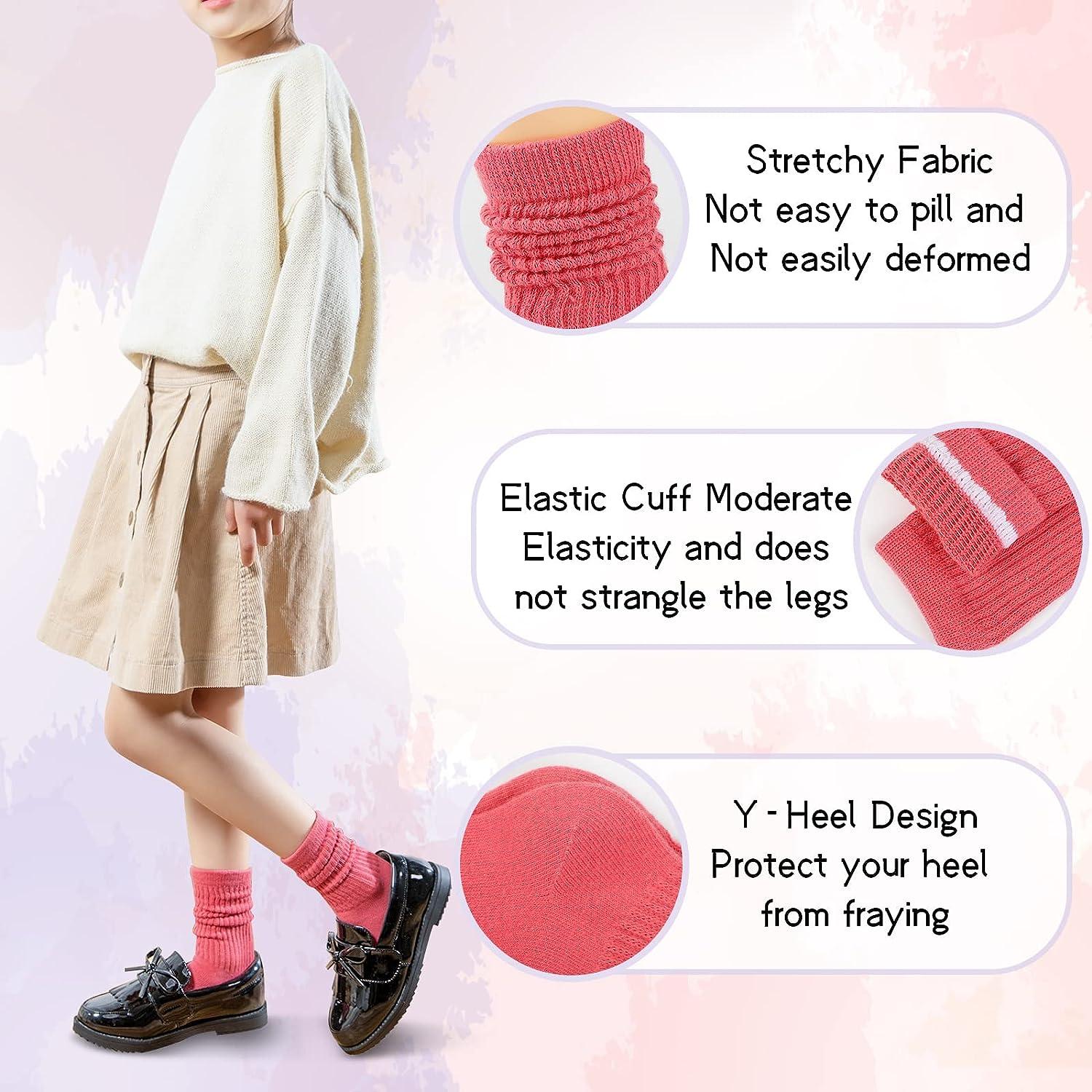 JOCMIC Girls Slouch Socks - Kids Knee High Crew Socks, Multicolor ...