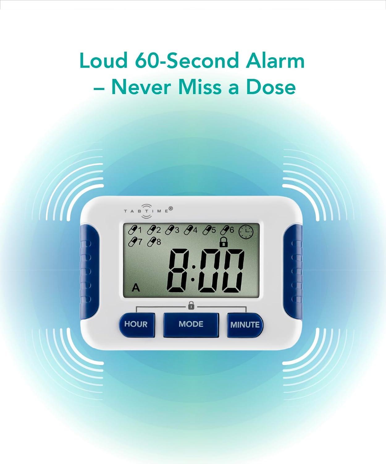 TabTime Timer Electronic Pill Reminder with 8 Alarms per Day Essential ...