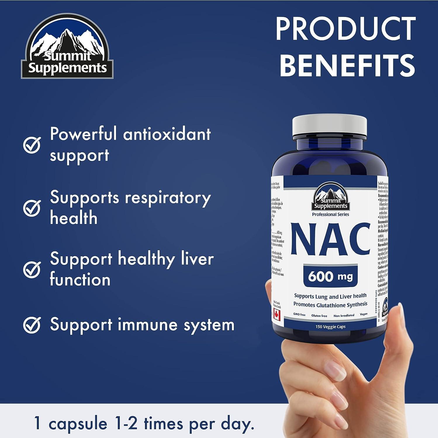 Summit Supplements NAC 600mg - Antioxidant & Immune Support - 150 ...