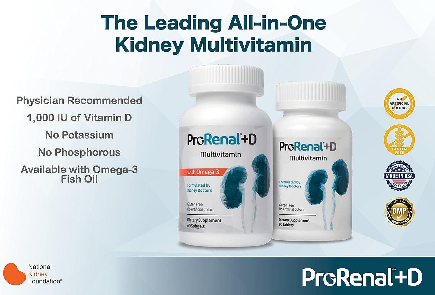 Nephroceuticals ProRenal+D Kidney Multivitamins - 90-Day Supply for ...