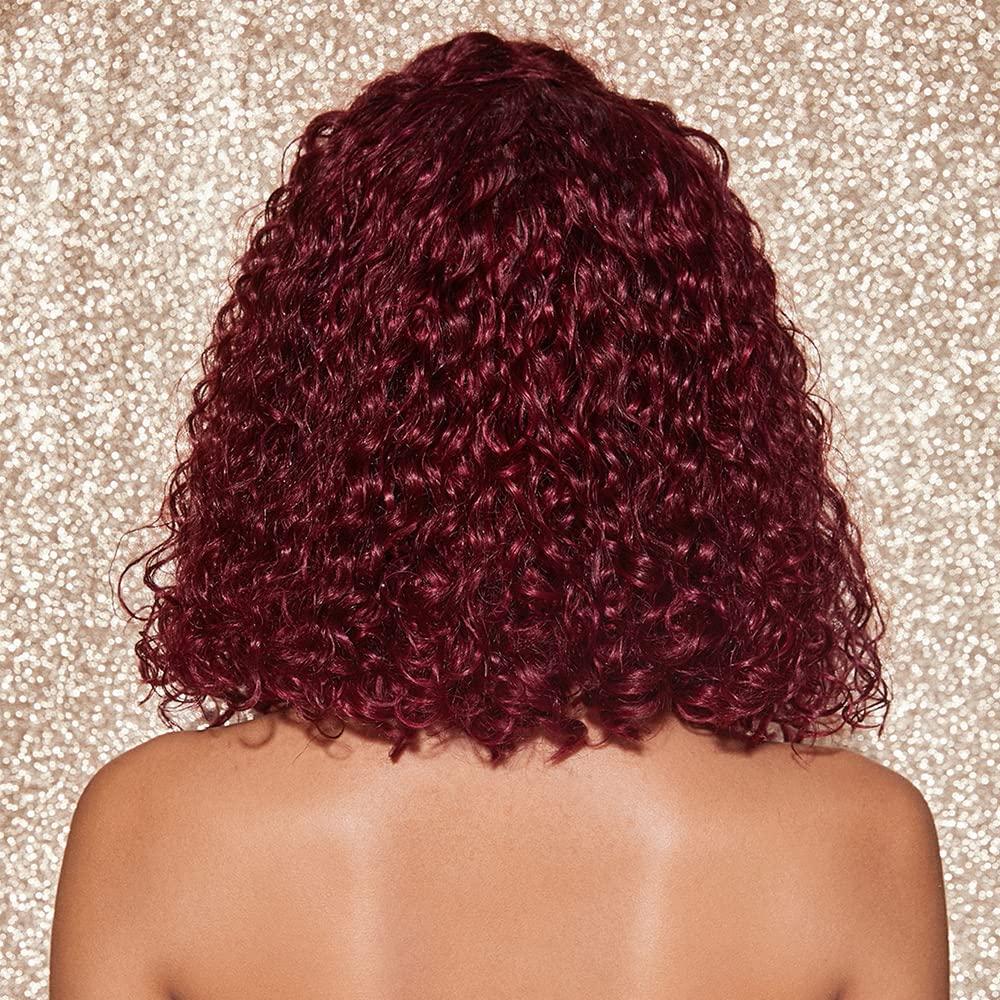 14 Wine Red 99J Curly Lace Front Bob Wig | Brazilian Remy Human Hair ...