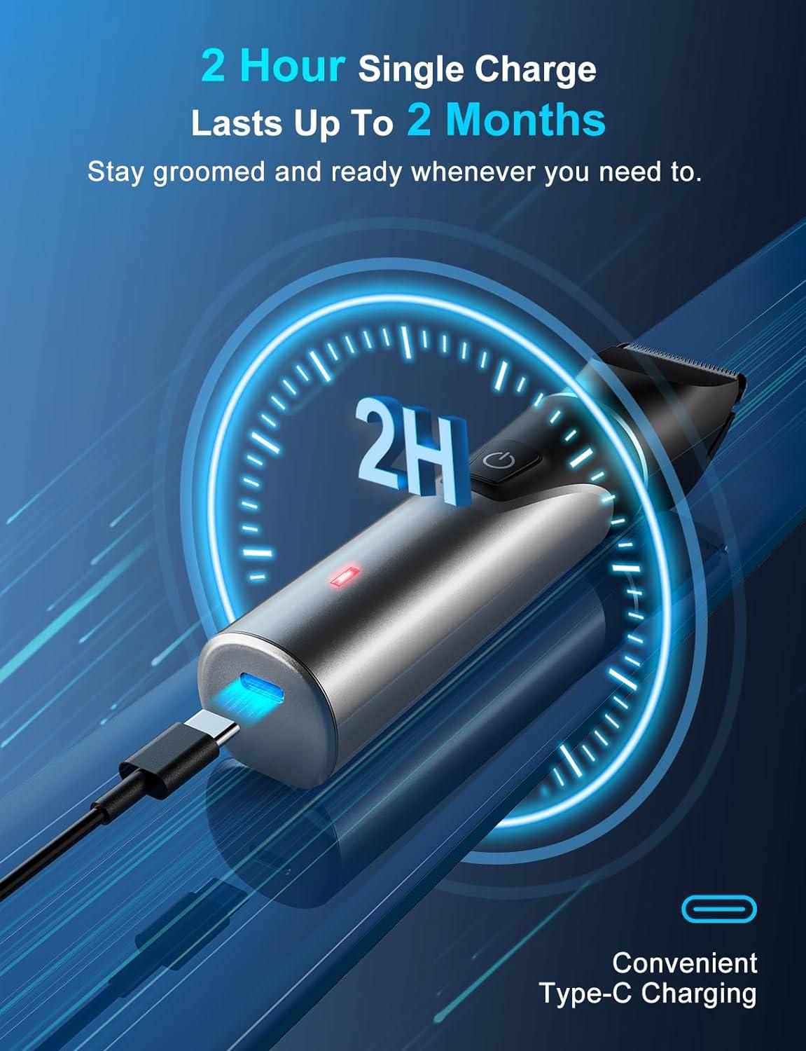 Men's Electric Body Hair Trimmer & Pubic Hair Groomer with Ceramic ...