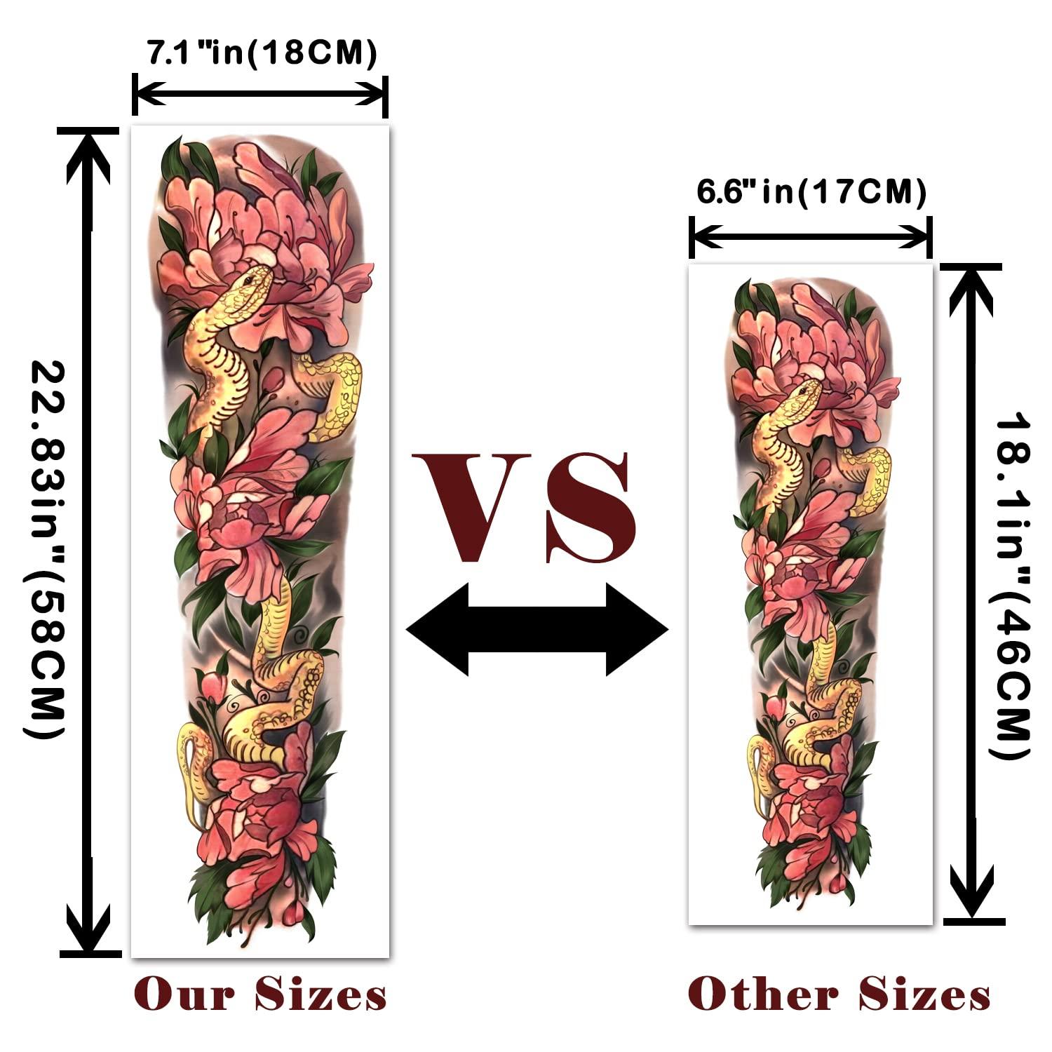 SOOVSY Extra Size Full Arm Temporary Tattoo: Skull Wolf Angel Floral ... SOOVSY Extra Size Full Arm Temporary Tattoo: Skull Wolf Angel Floral ...