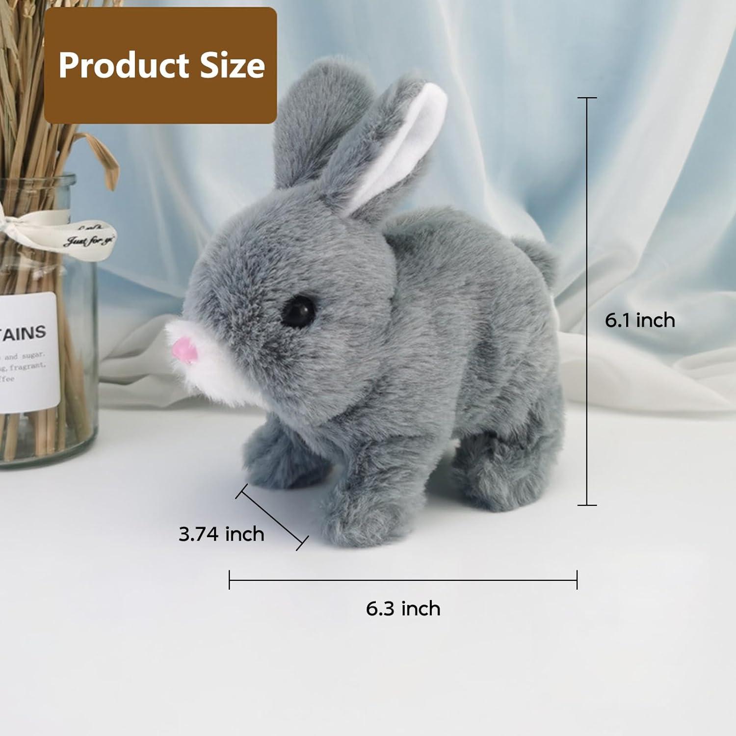 Woeau Rabbit Toy for Kids - Grey Plush Stuffed Bunny with Carrot ...