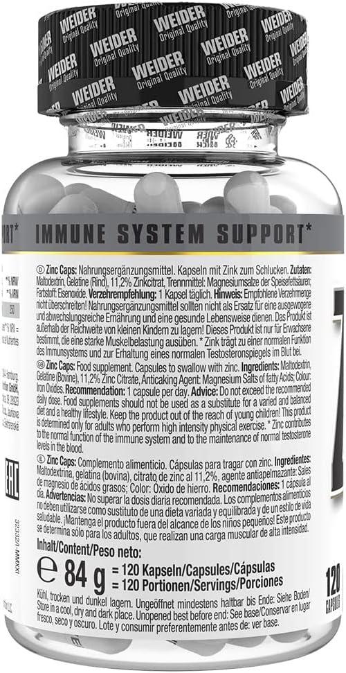 WEIDER Strong Zinc Caps - High Dose 25mg Zinc 120 Premium Quality ...