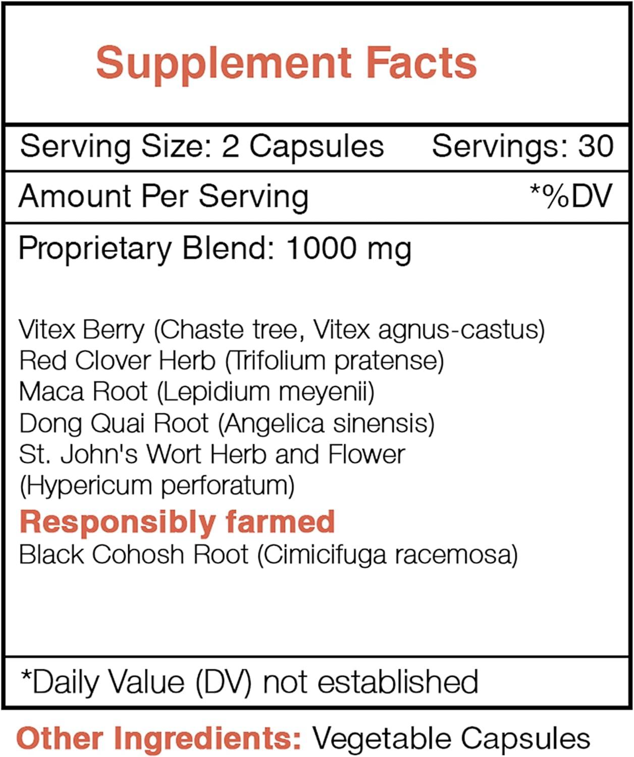 Menopause Hormone Balance Formula Herbal Supplement - 60 Capsules | Buy ...