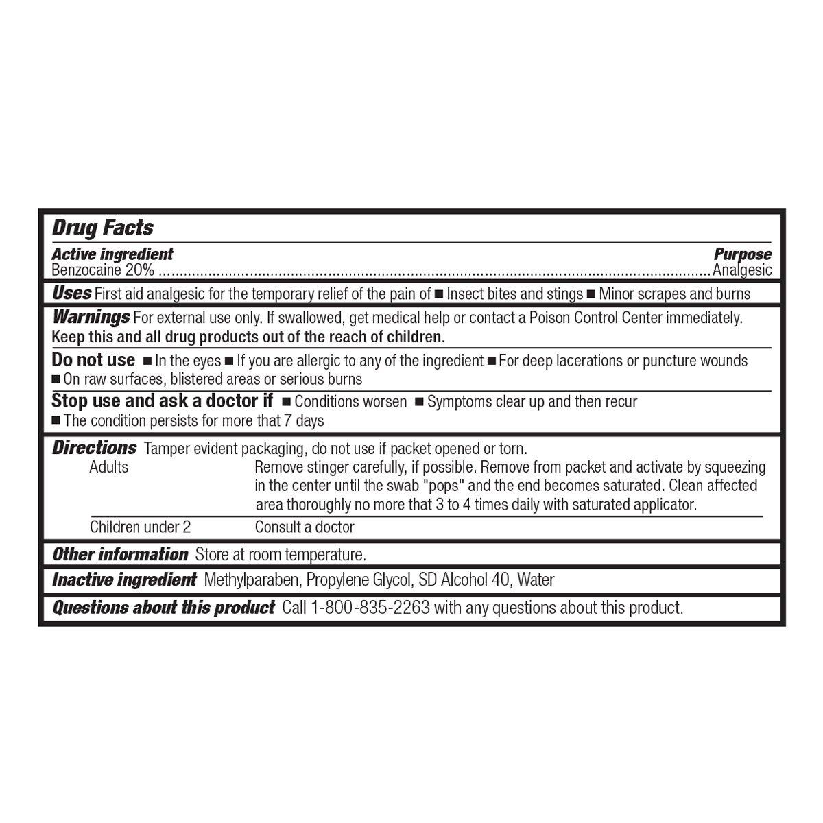 First Aid Only 19-001 Sting Relief Swab (Pack of 10) - Fast Relief for ...