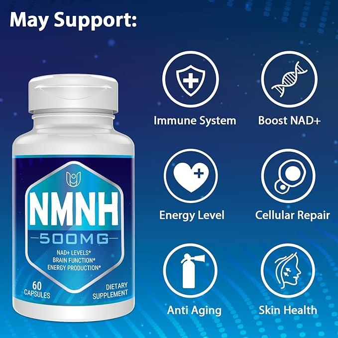 Dihydronicotinamide Mononucleotide (NMNH) 500mg NAD Supplement - Boost NAD+ Levels for Anti ...