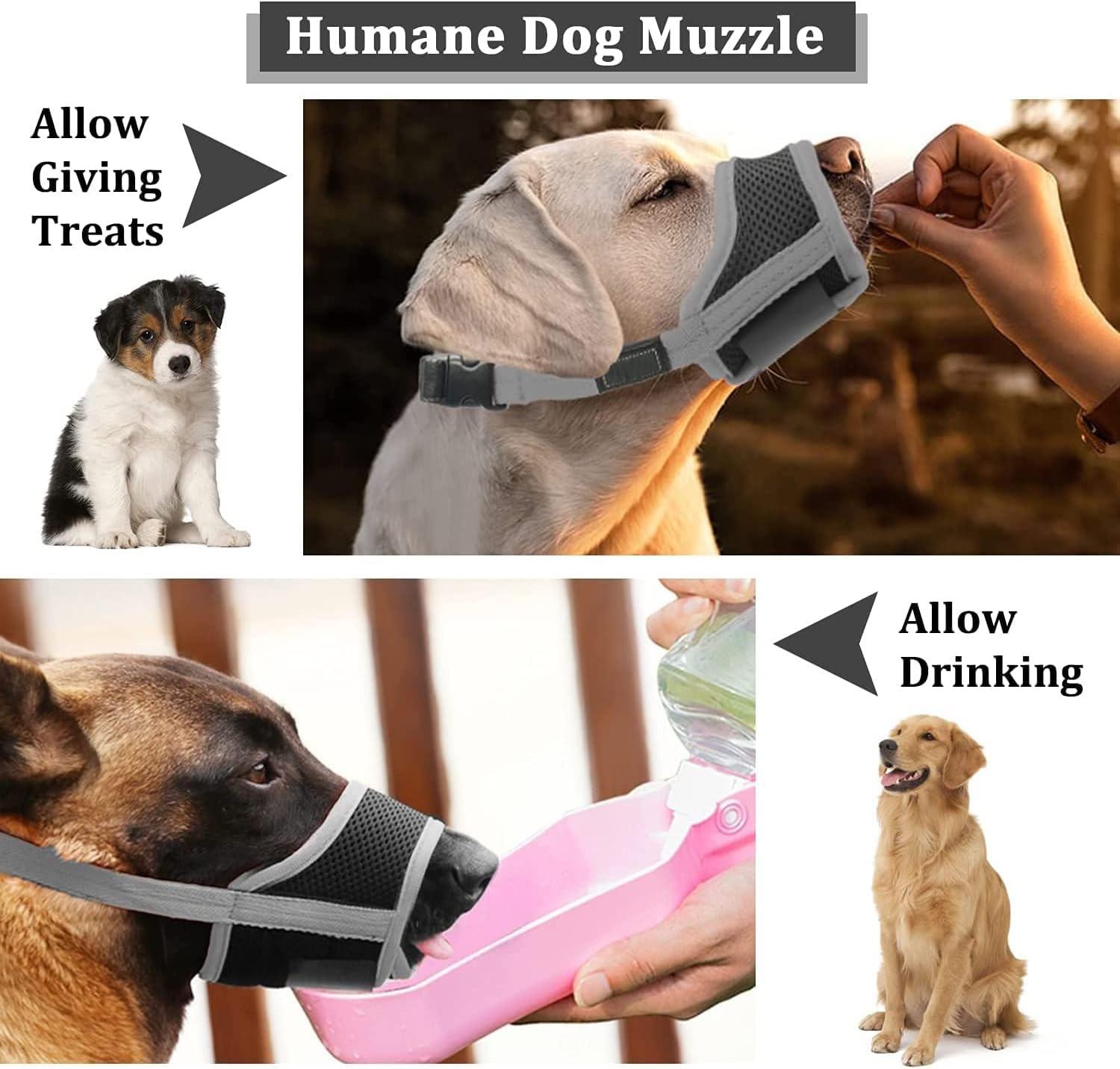 Adjustable Dog Muzzle - Velcro Fastener Breathable Mesh Safe for Barking & Chewing - XL Gray