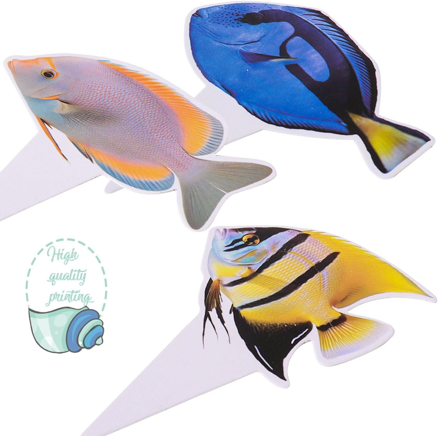 48Pcs Fish Cupcake Toppers Tropical Fish Cupcake Toppers Fishing ...