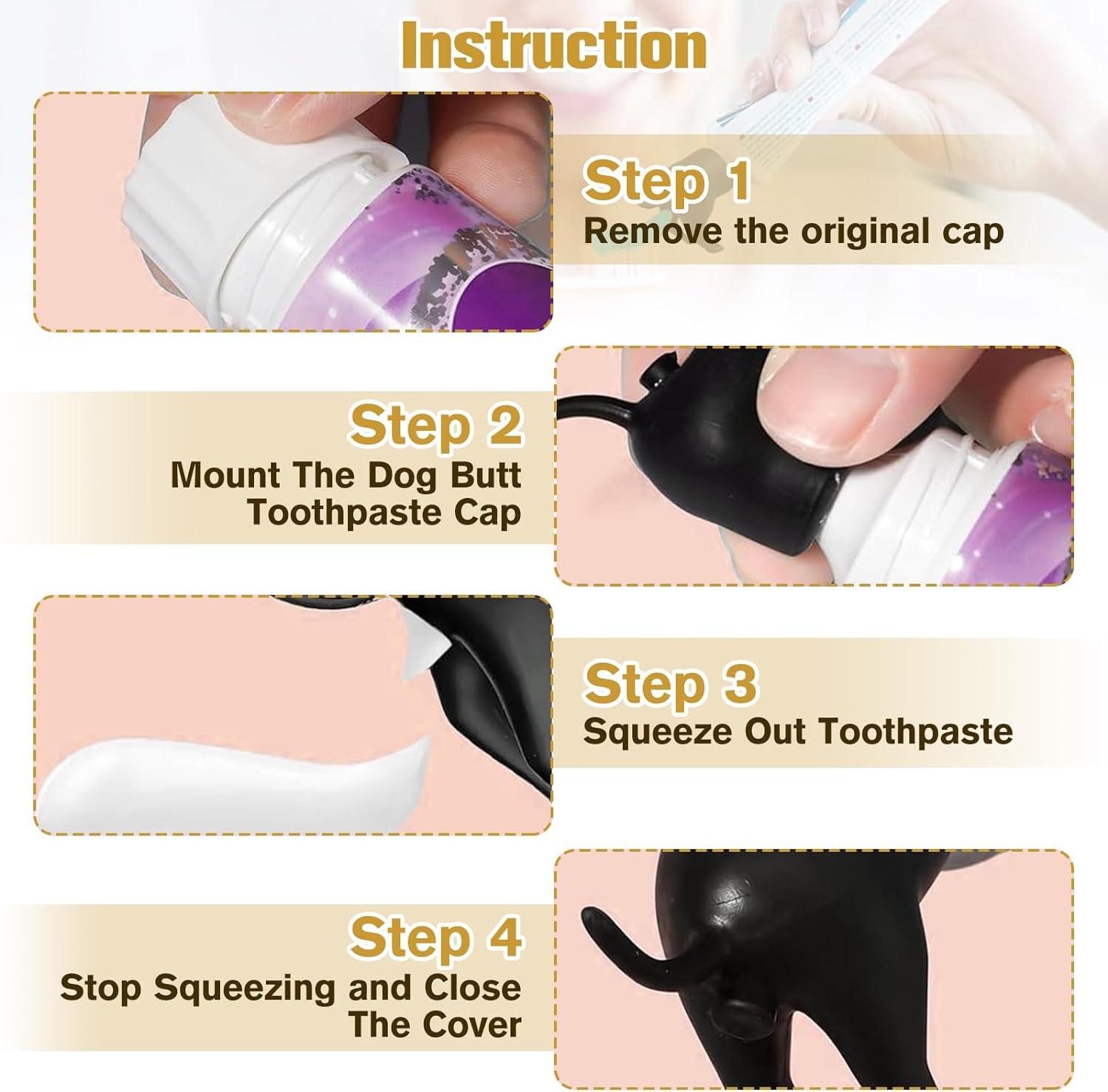 Apenali Toothpaste Topper Funny Pooping Dog Butt Toothpaste Cap ...