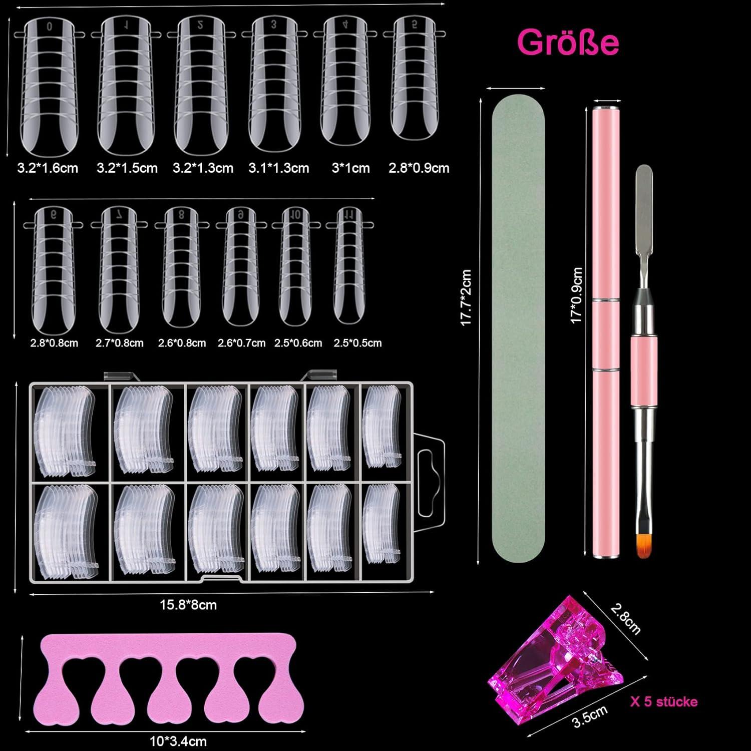 120-Piece Dual Nail Forms Set - Stencil Extension Shapes with Pink Dual ...