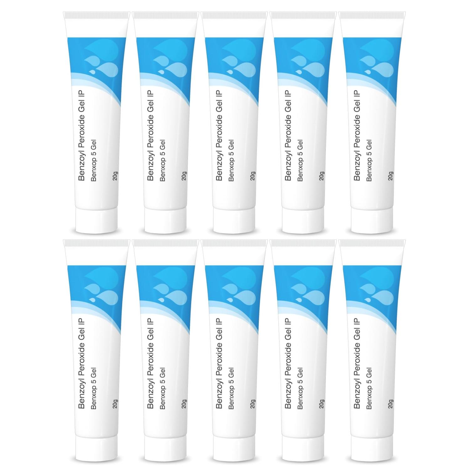 Salve Benxop Benzoyl Peroxide 5% Pimples Cream - 20g Gel (Pack of 10 ...