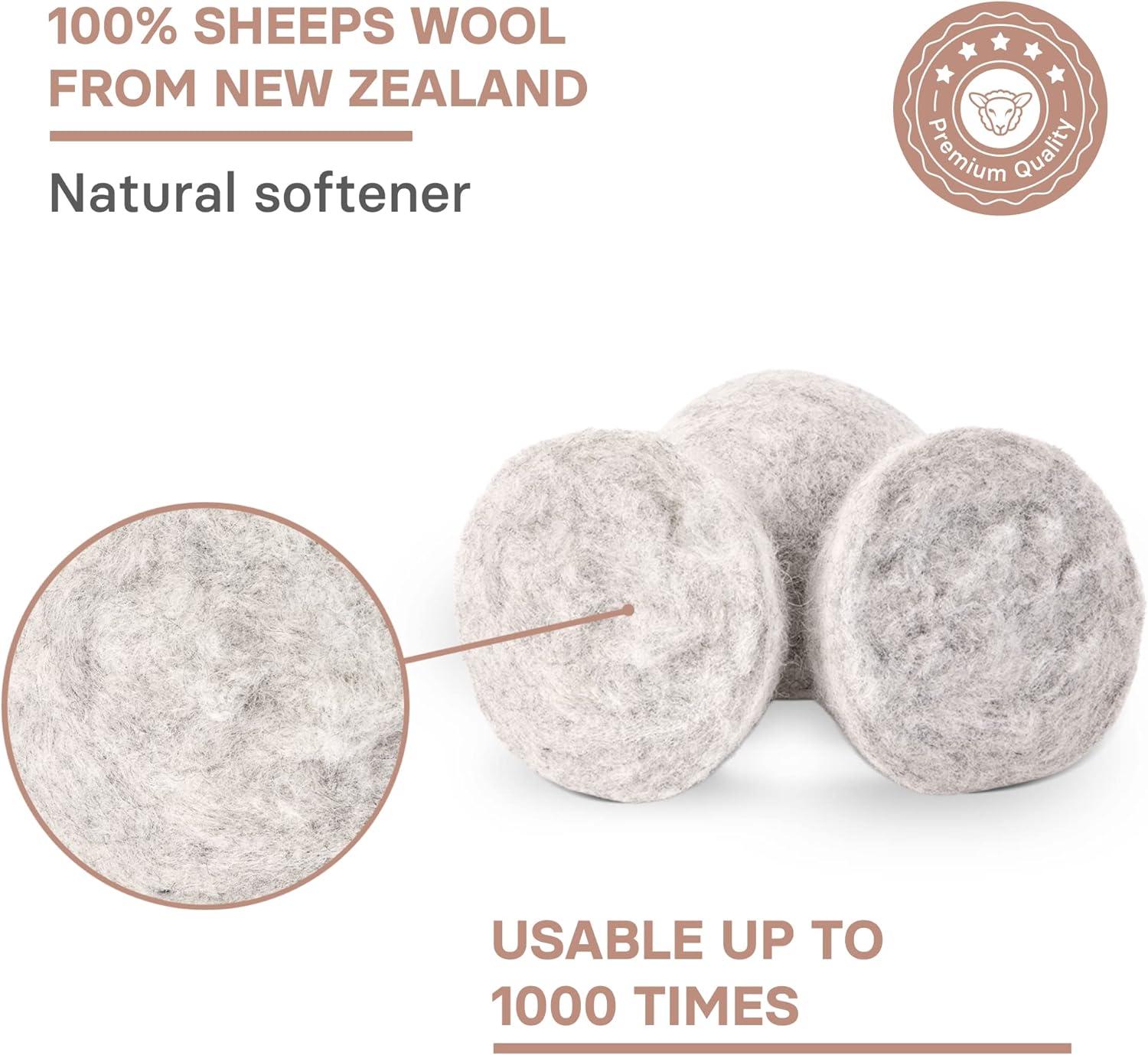 VALNEO 6 Grey Sheep Wool Dryer Balls - Natural Fabric Softener for ...