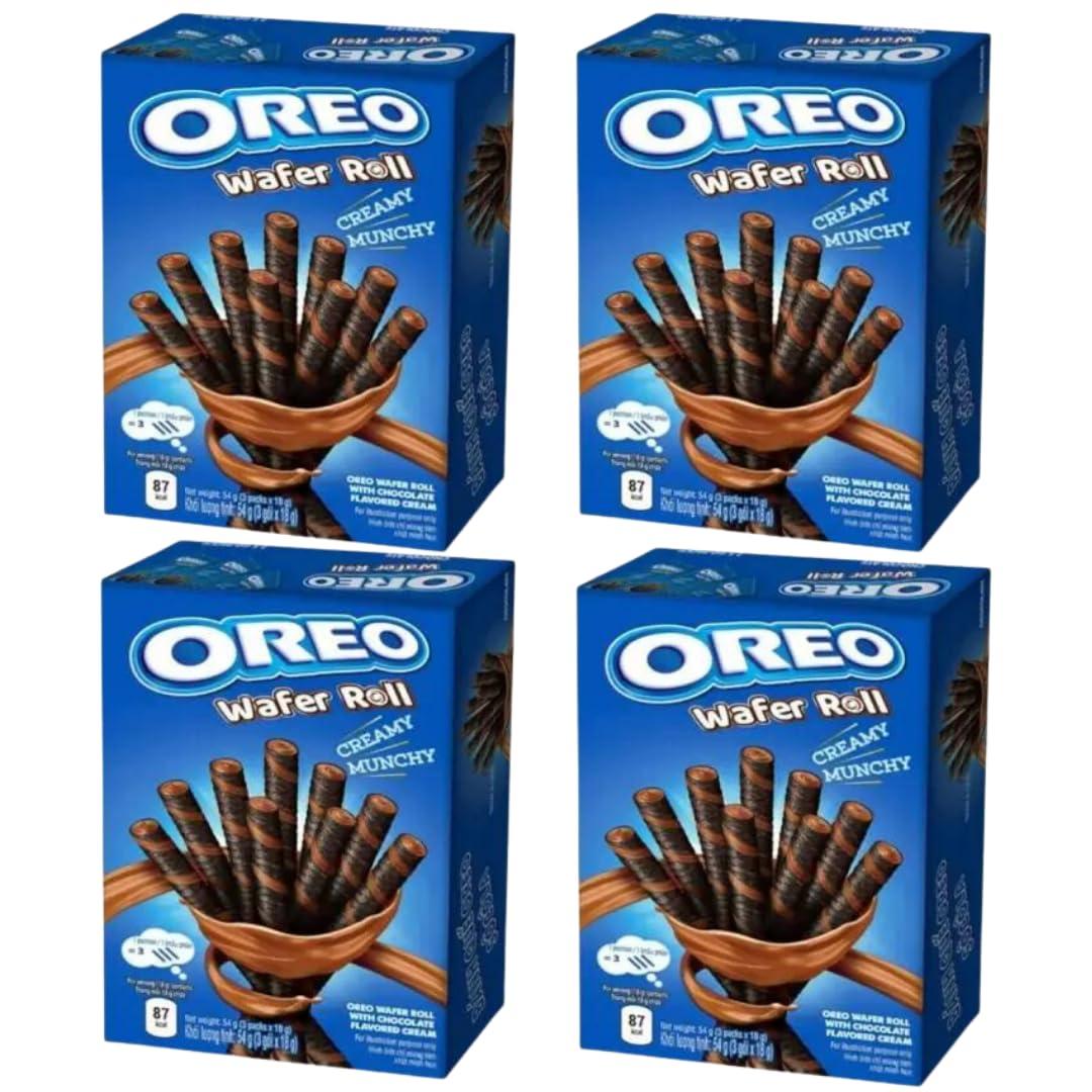 Wafer Bundle with Oreo Chocolate Cream Filled Wafer Rolls 54g (4 Pack ...