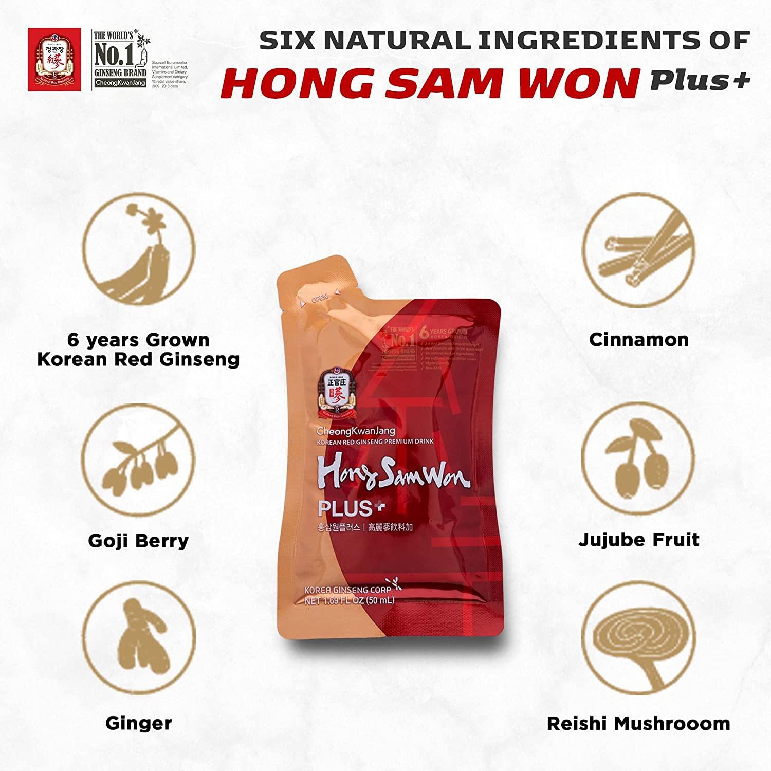 CheongKwanJang Hong Sam Won Plus Korean Red Ginseng Drink - 30 Pouches ...