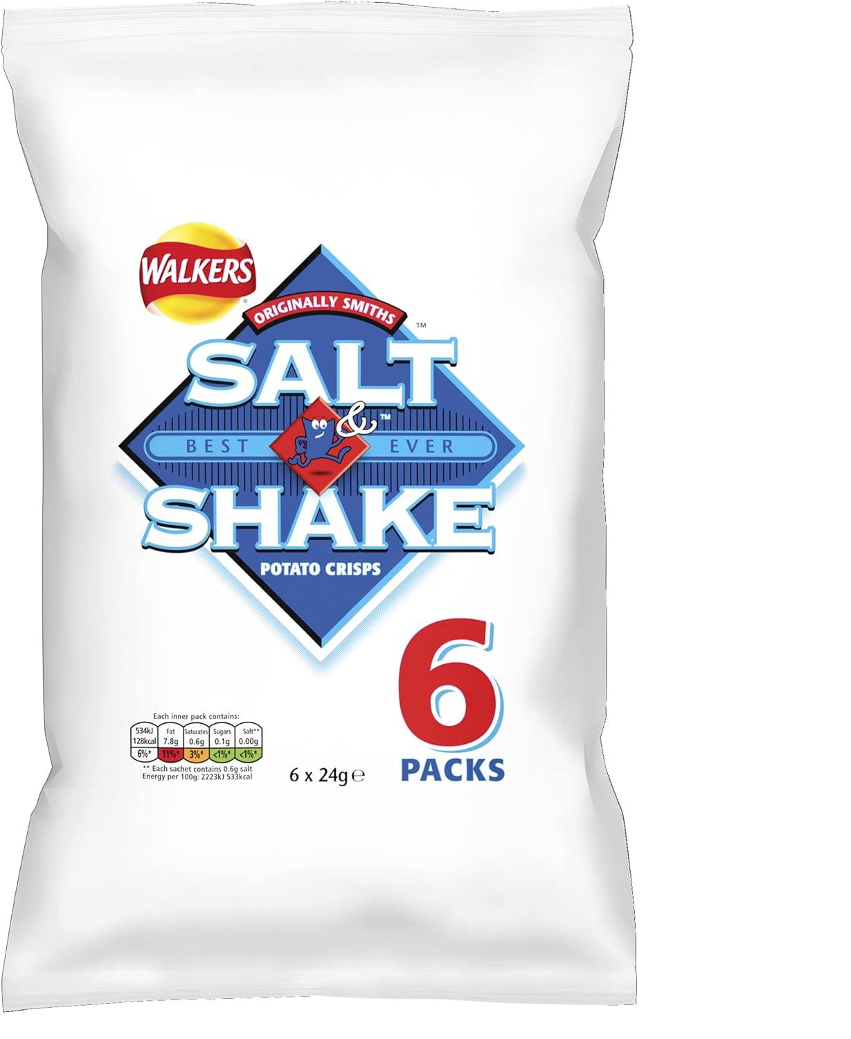 Walkers Salt and Shake Multipack Crisps 6x24g (Pack of 3) 24 g (Pack of ...