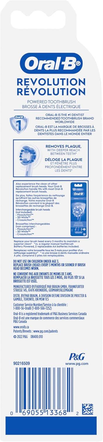 Oral-B Revolution Battery Toothbrush with (1) Brush Head White ...
