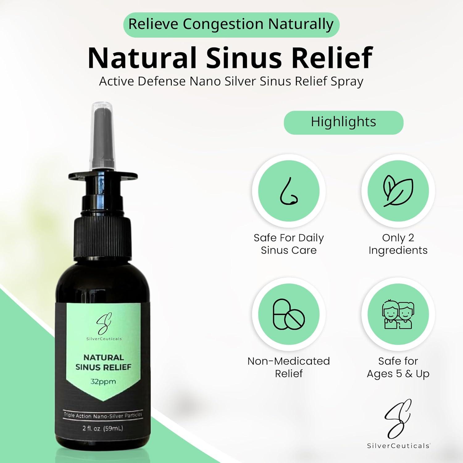 Sinus Relief Spray with Colloidal Silver - Natural Allergy & Congestion ...