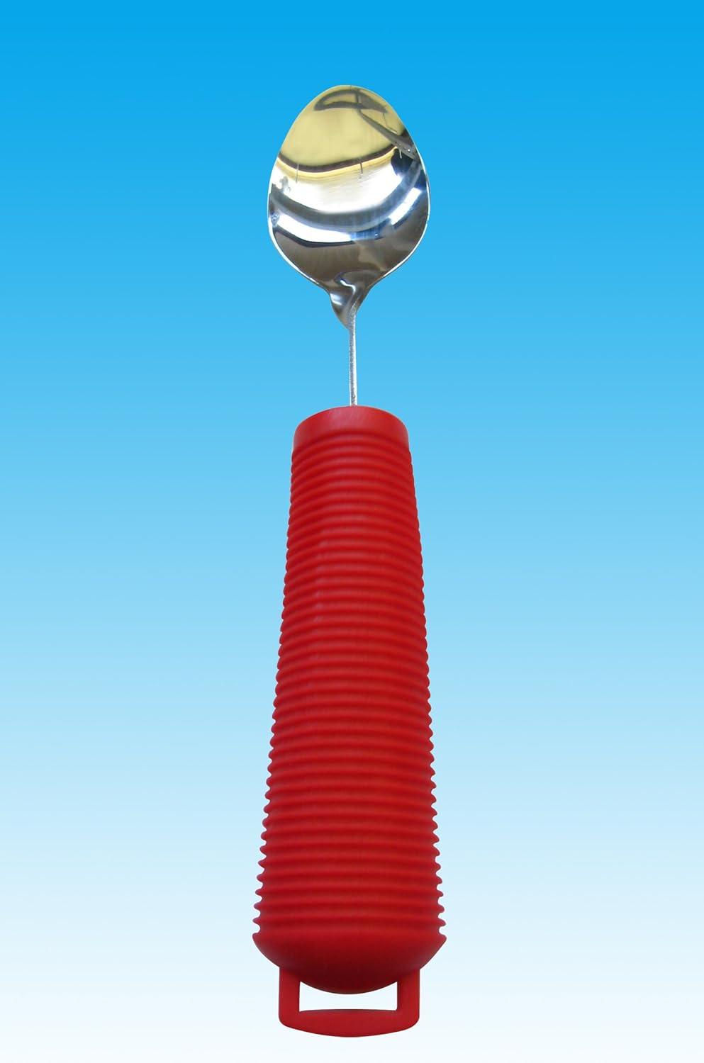 NRS Healthcare Red Handled Cutlery - Dessert Spoon | Easy Grip Utensil ...