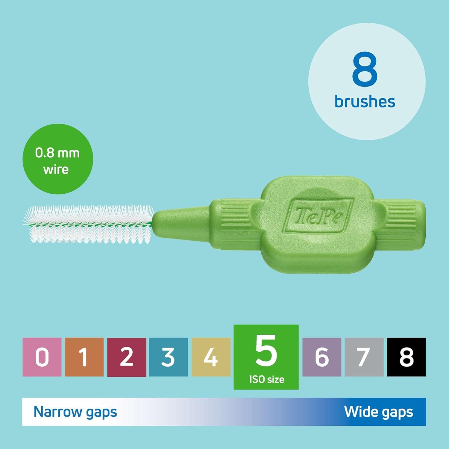 TEPE Interdental Brush Original Green (ISO 5 0.8mm) - 8 Pack for ...