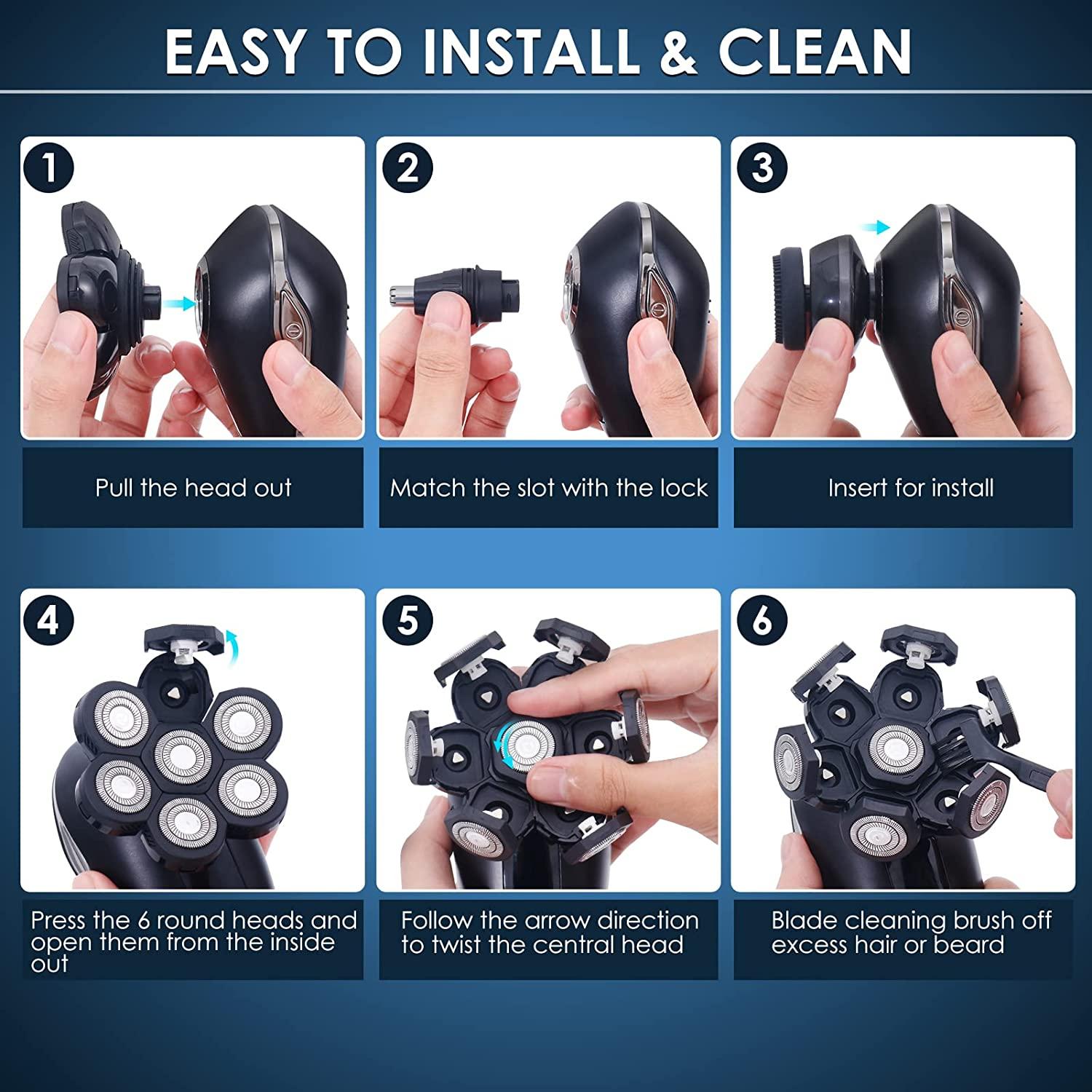 Lightode 7D Electric Razor Grooming Kit for Bald Men | 5-in-1 ...