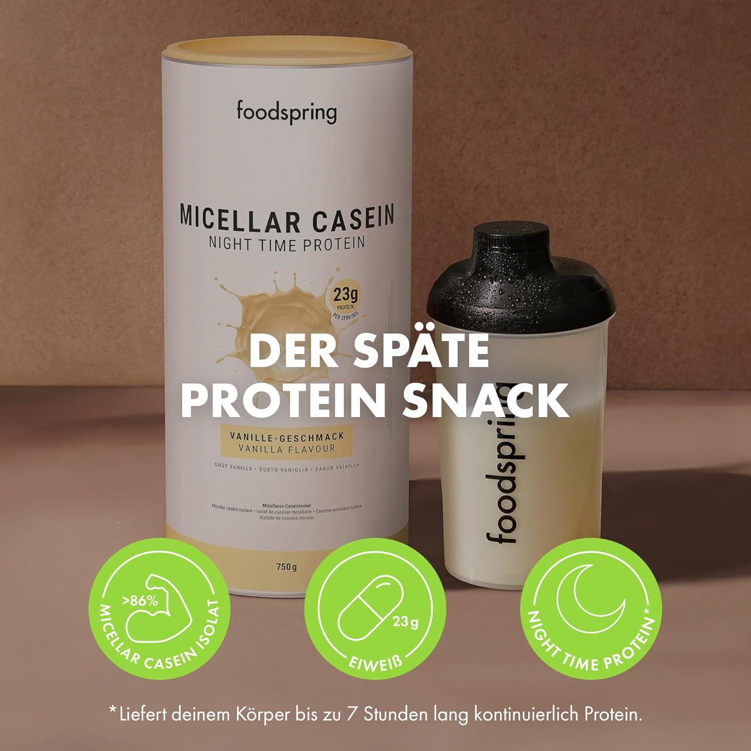 Foodspring Micellar Casein Protein Powder - 23g Sugar-Free Nighttime ...