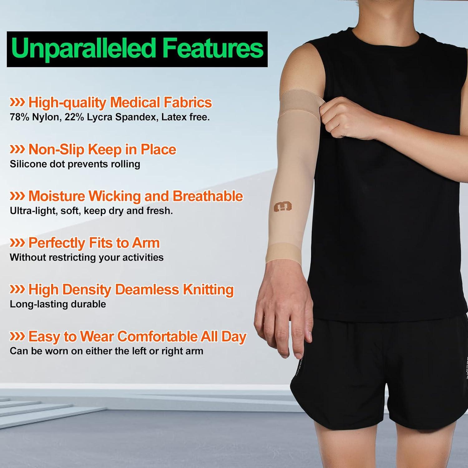MGANG Lymphedema Compression Arm Sleeve 15-20 mmHg Full Arm Support ...