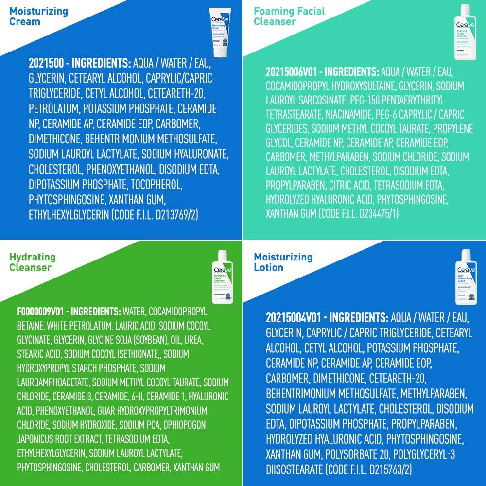 CeraVe Travel Size Skin Care Set: Moisturizing Cream, Lotion, Foaming ...