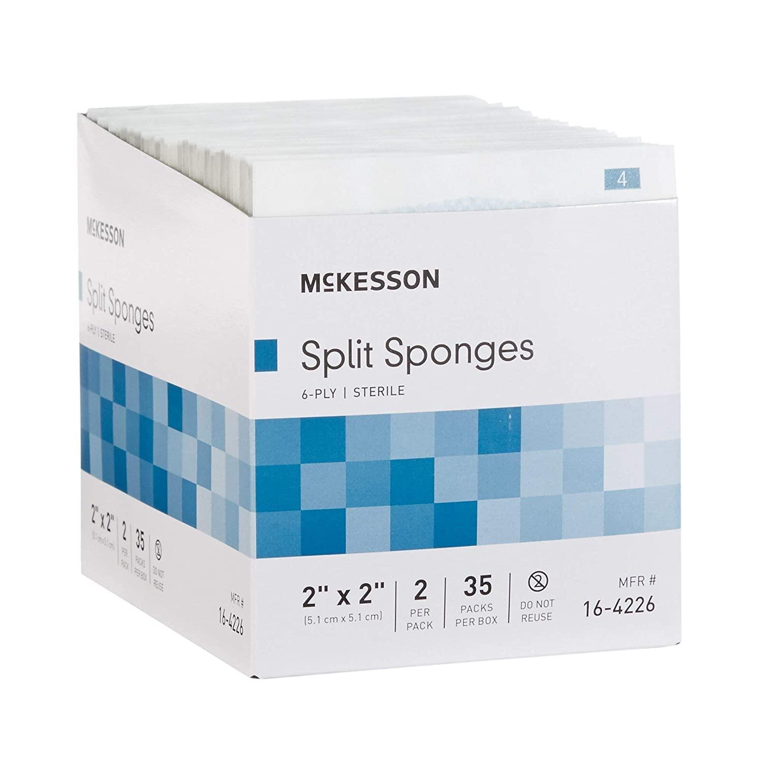 McKesson Sterile Split Sponges 100% Cotton 2x2 Inch, 70 Count | Buy Now ...