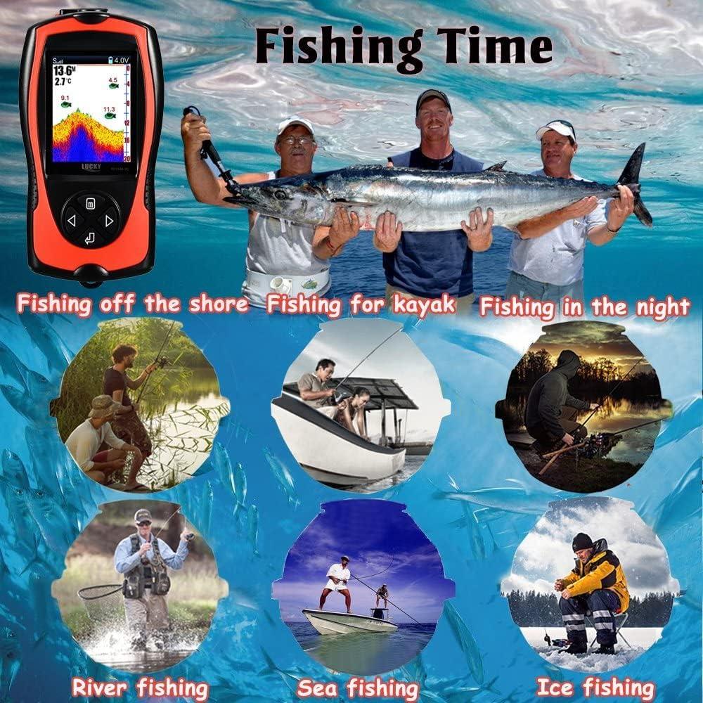 Lucky Portable Fish Finder - Handheld Wired Fish Depth Finder for Kayak ...