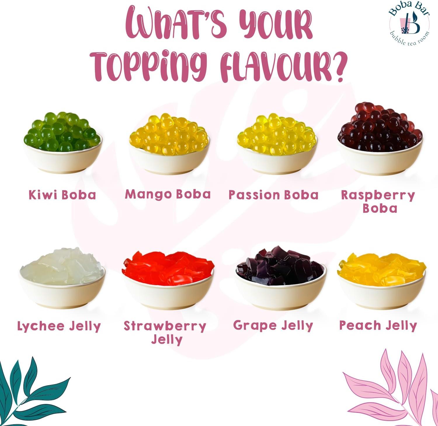 Boba Bar London | Wild Vibes Fruit Bubble Tea Kit | 8 Fruit Tea Flavours | 8 Boba & Jelly ...