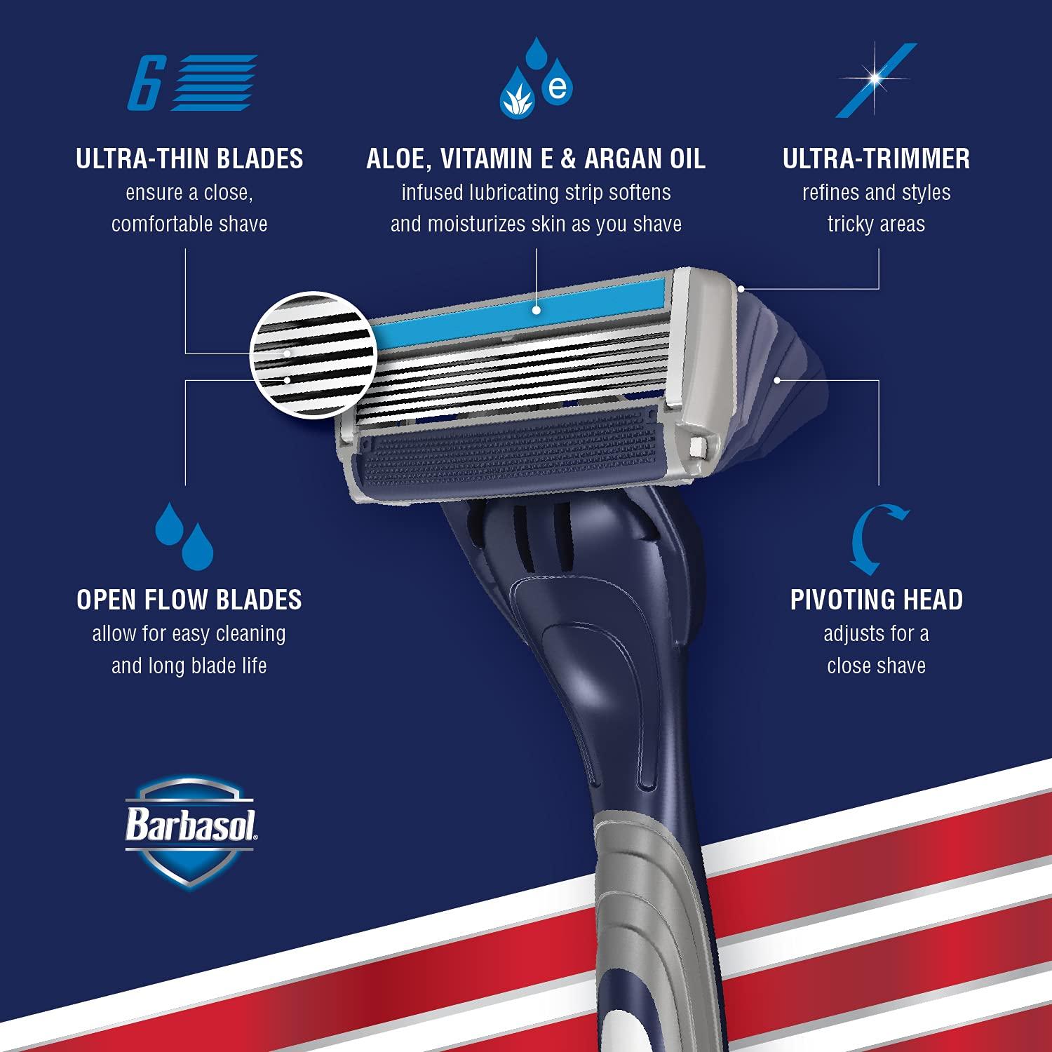 Barbasol Ultra 6 Plus Premium Disposable Razor Value Pack Bundle (3 ...