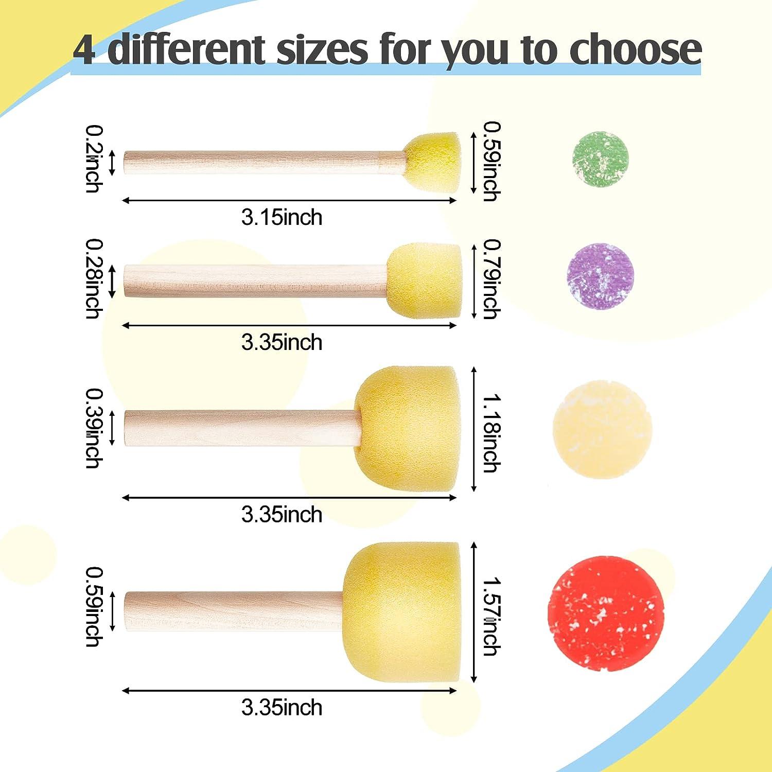 300 Pcs Sponge Foam Brush Set for Kids - Wooden Handle Paint Tools for ...