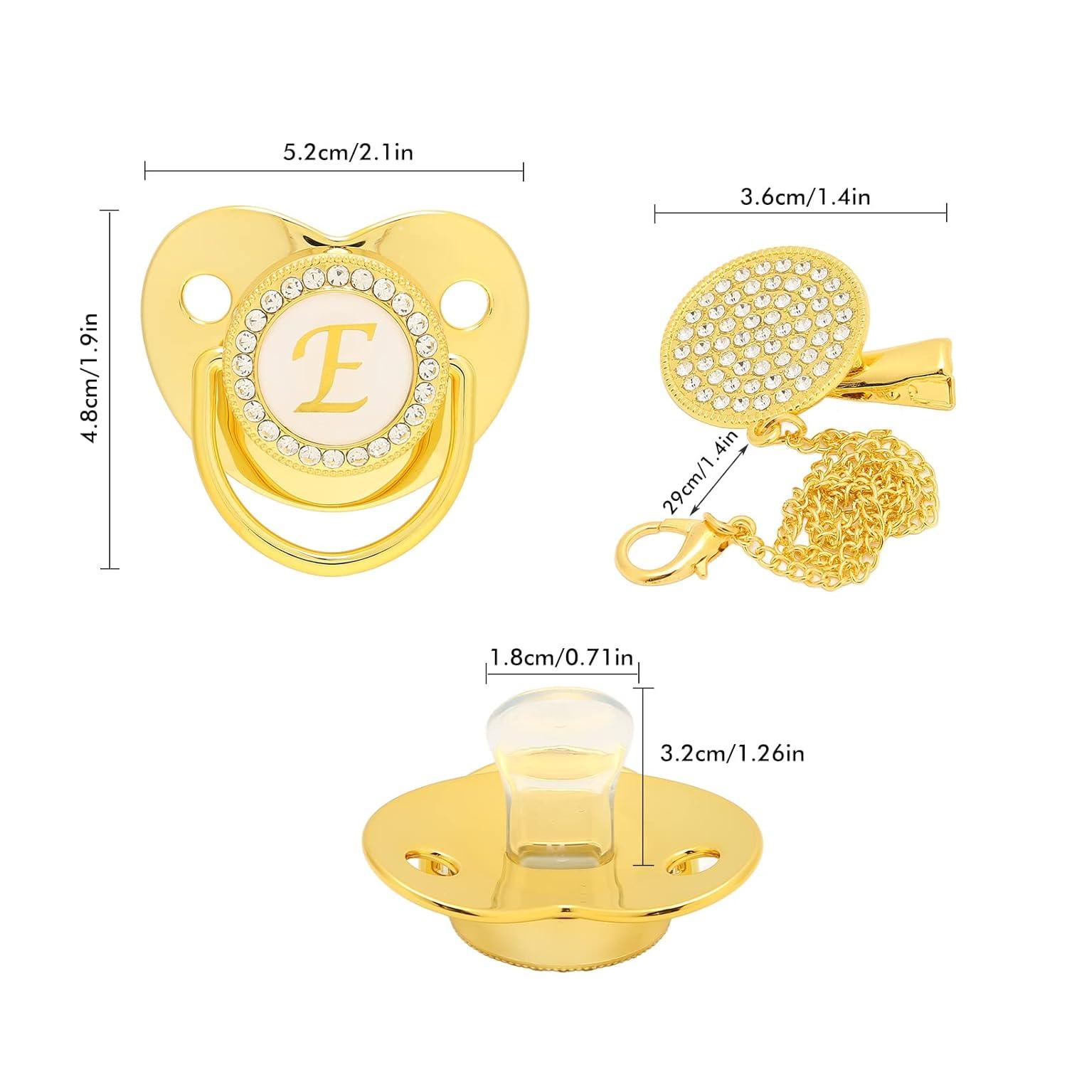 Golden Baby Pacifier - Curved Design 26 Letters Safe Materials Healthy ...