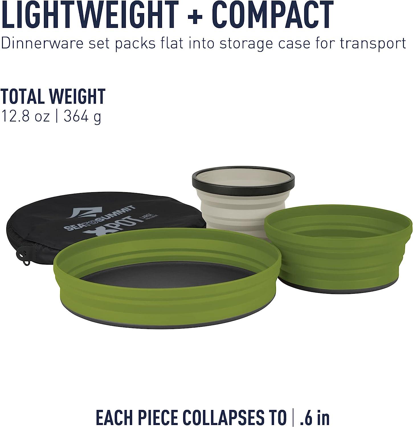 Sea to Summit X-Set Collapsible Camping Dinnerware Set (Olive/Sand, 3pc ...