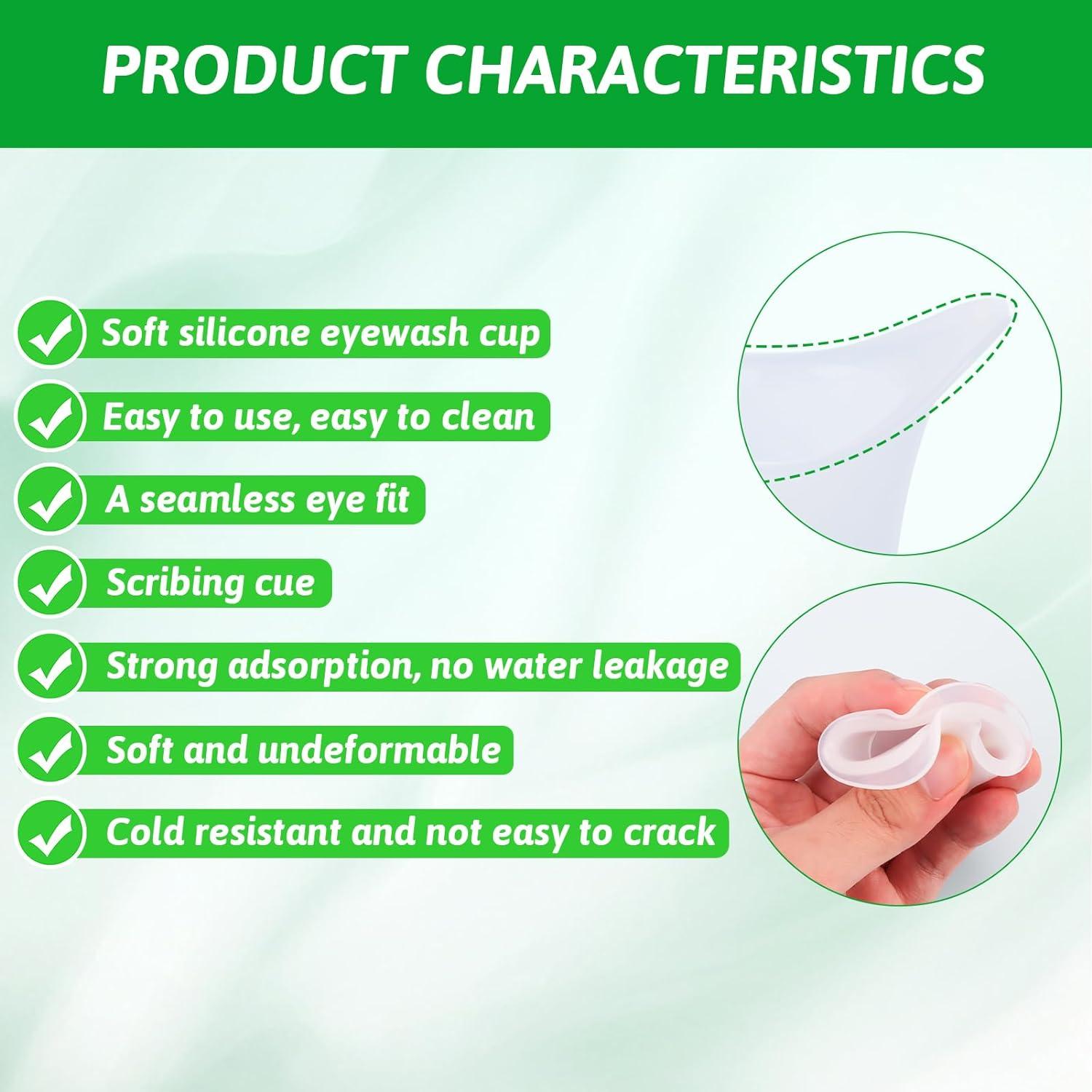 Silicone Eye Wash Cup 8ml - Set of 4 Non-Sterile Eye Flush Cups for ...
