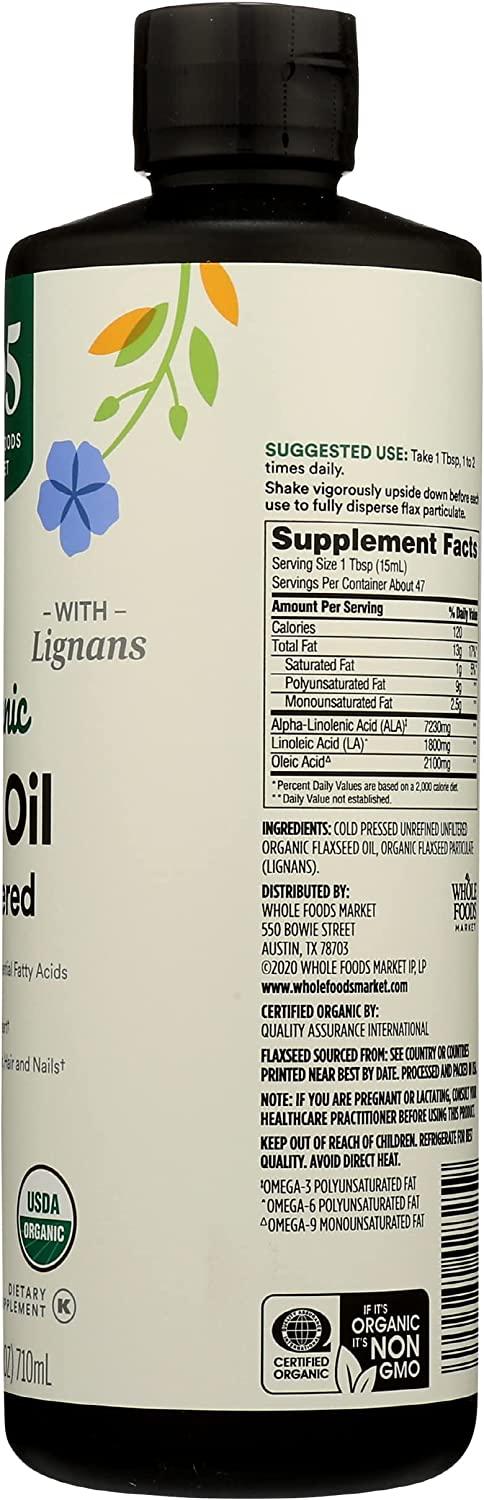365 by Whole Foods Market Organic Flax Oil Unfiltered High Lignan - 24 ...