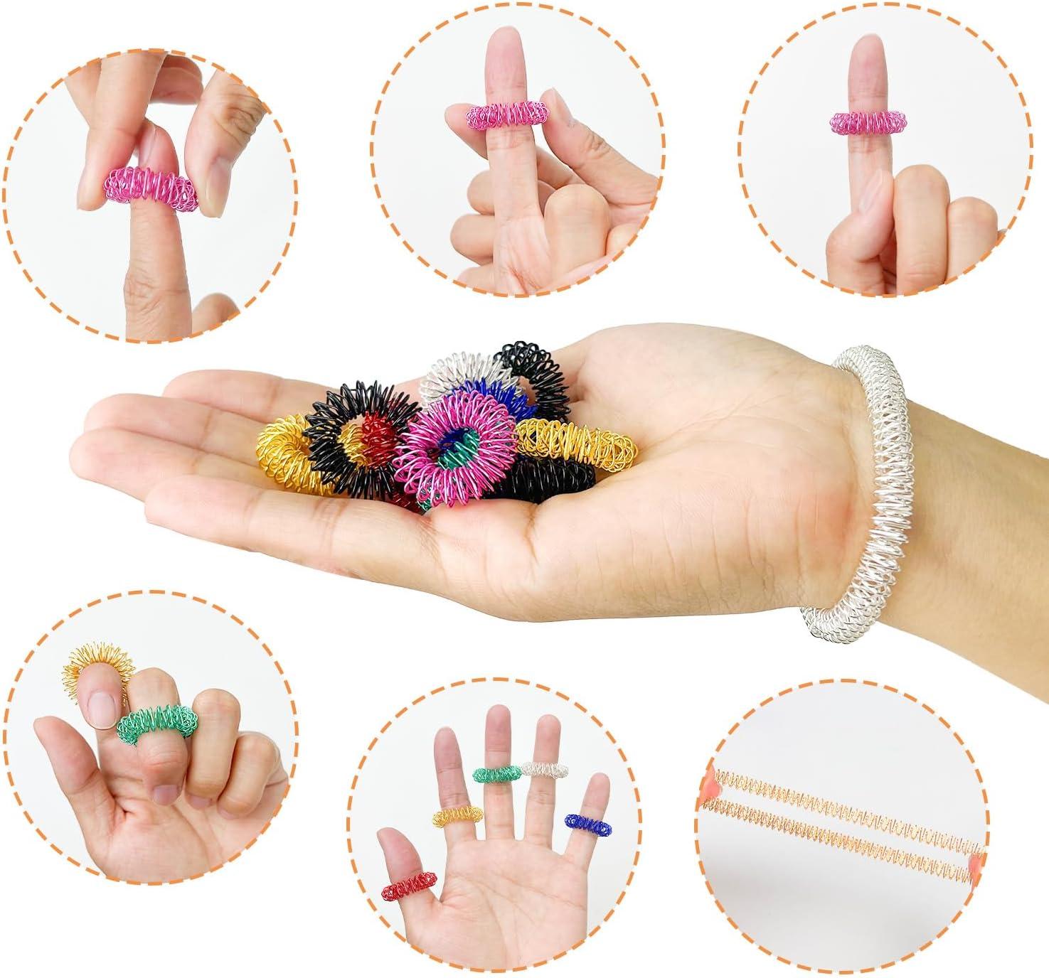Mis.moon 52-Piece Finger Massage Ring Set | 8 Colors Spiky Sensory Anti ...