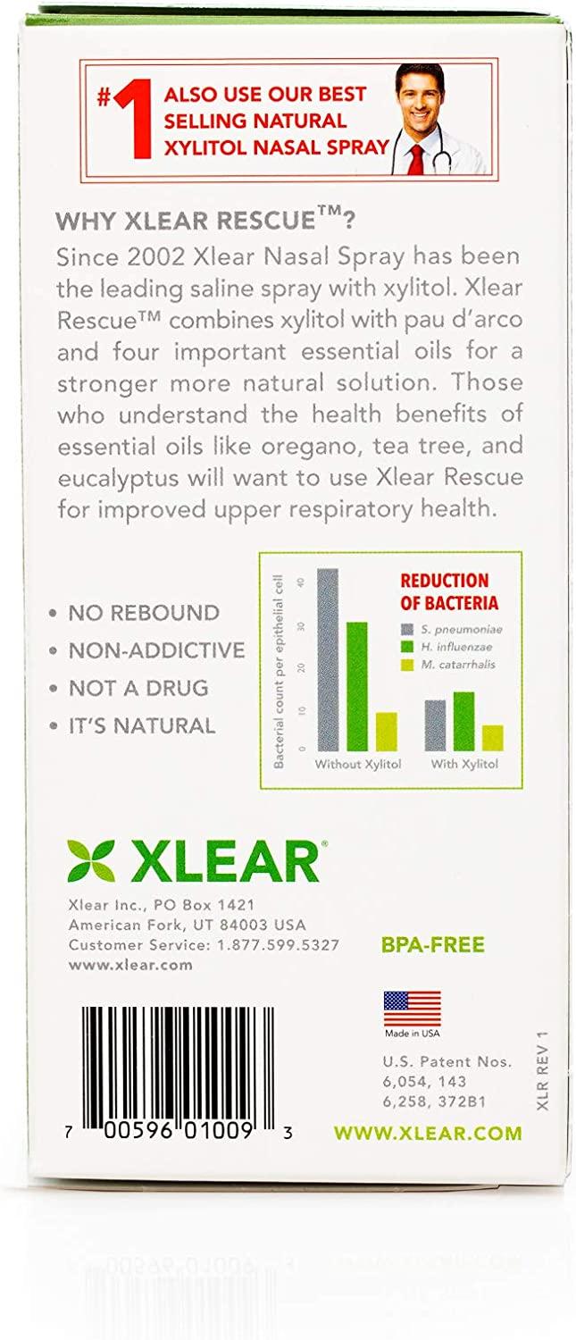 Xlear Rescue Nasal Spray with Xylitol - All-Natural Saline Spray for ...