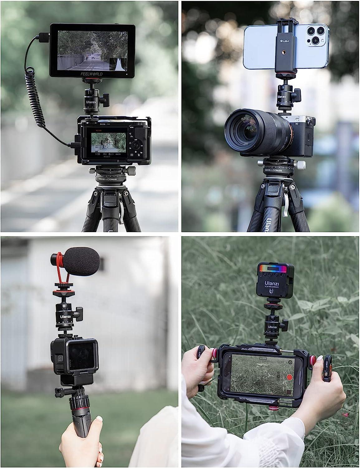 ULANZI H28 Mini Ball Head Tripod Panoramic DSLR Camera Mount w/ Dual ...