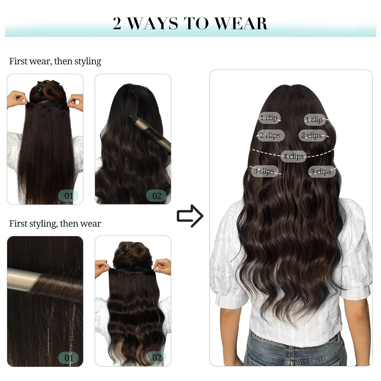 Doores Real Hair Extensions Clip-In | Balayage Chocolate Brown to Honey ...