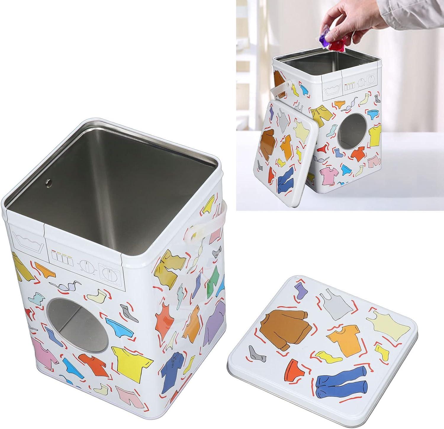 Laundry Tin Container with Lid Perspective Window Large Capacity ...